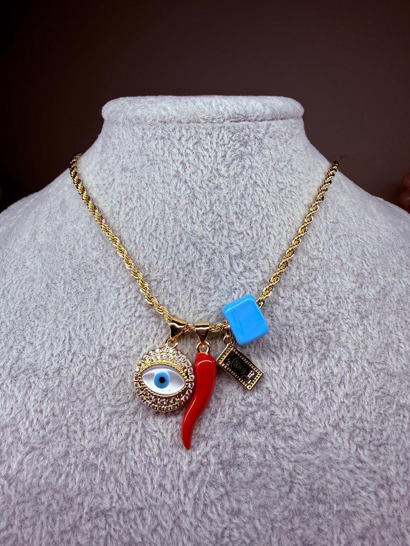 Evil Eye, Red Horn & Protective Bead Necklace – Marimar Valbuena Accesorios